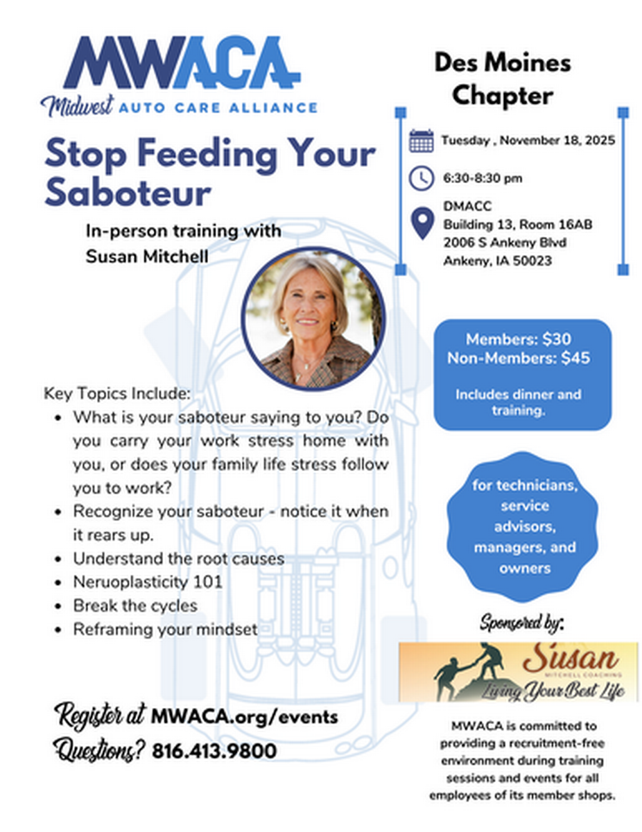 Des Moines Chapter Meeting - Stop Feeding Your Saboteur - Nov 18, 2025 - MWACA
